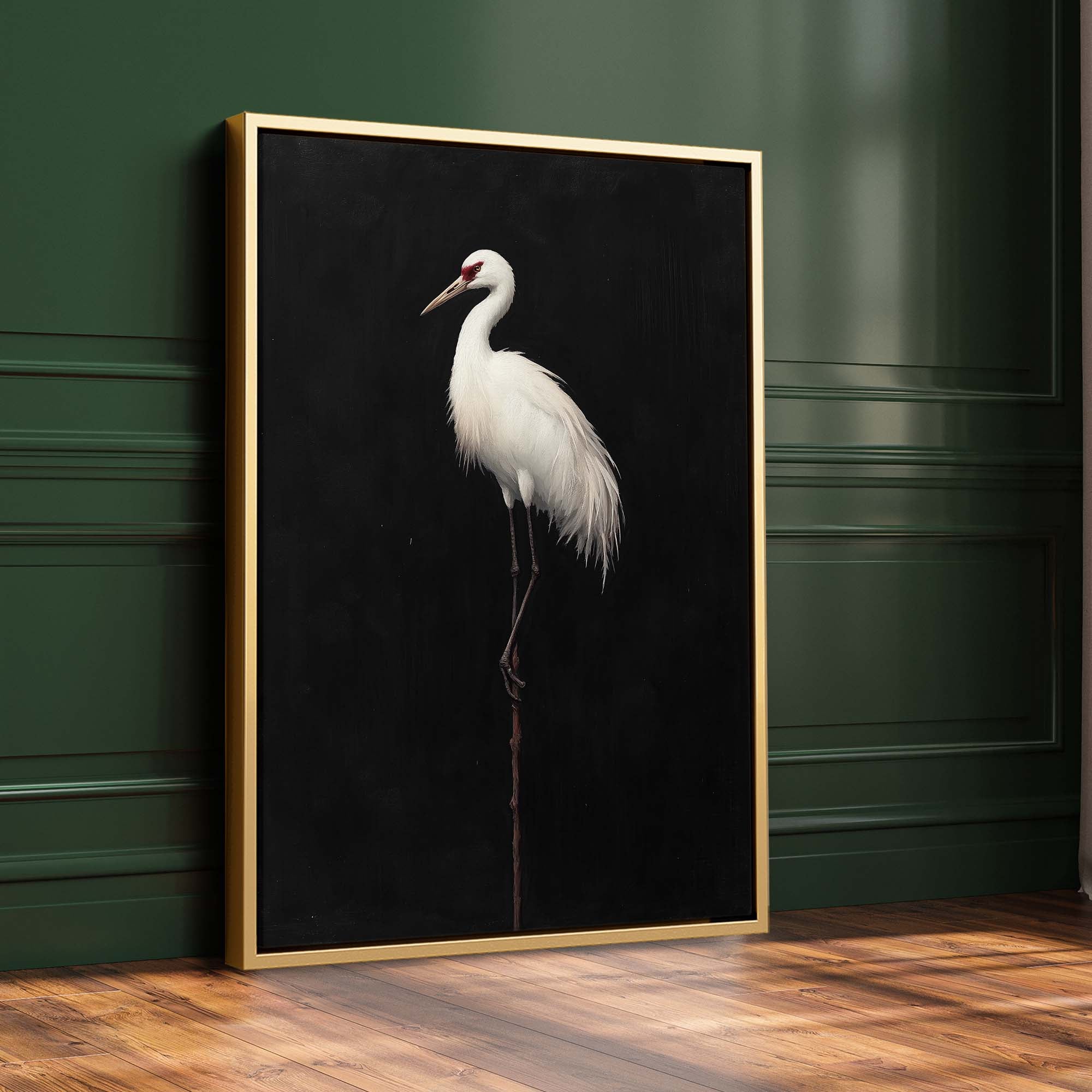 Midnight Crane No2 Print | Dark Animal Wall Art for Maximalist Home – Moncasso