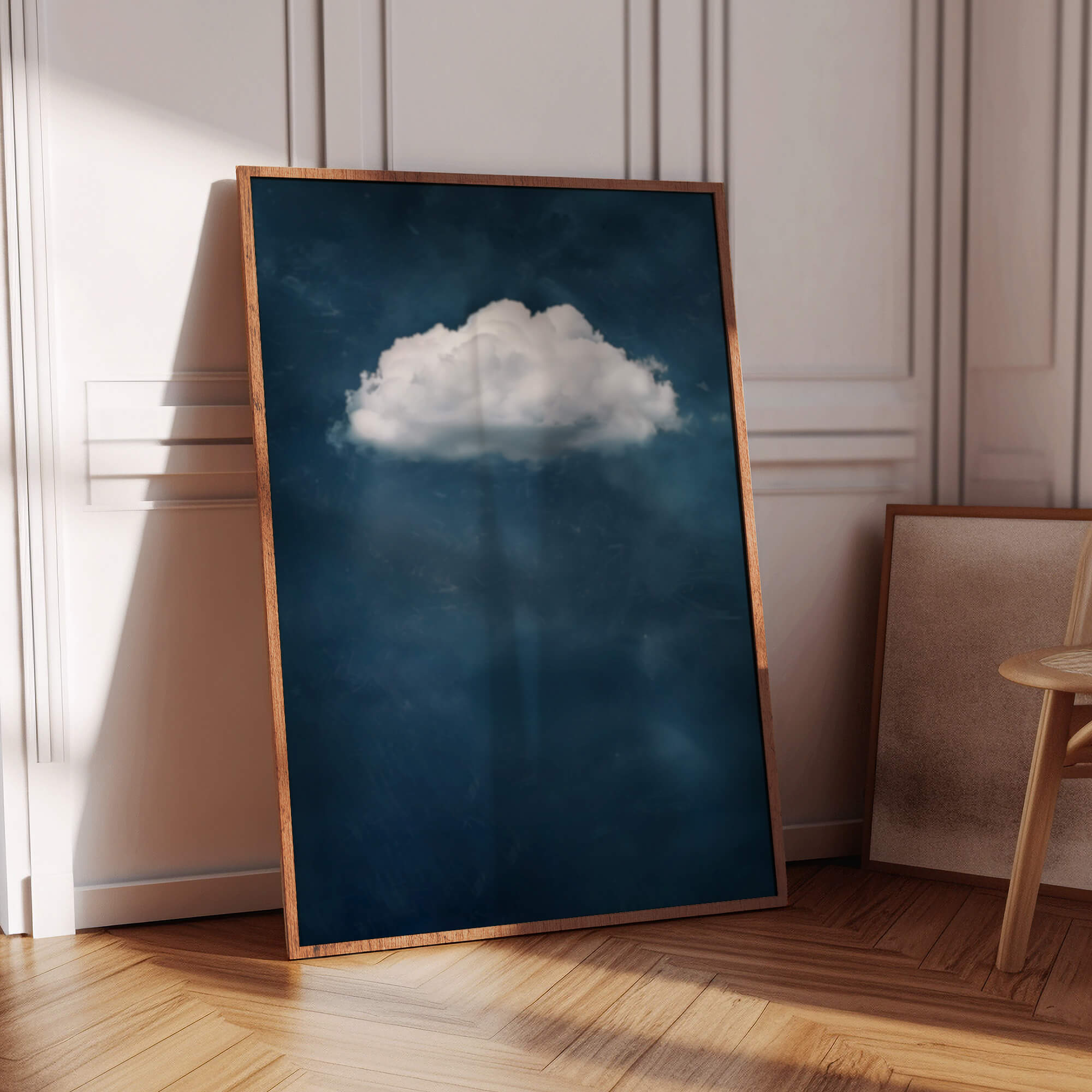 Deep Blue Cloud Print | Large Canvas Wall Art Print for Bedroom and Home – Moncasso