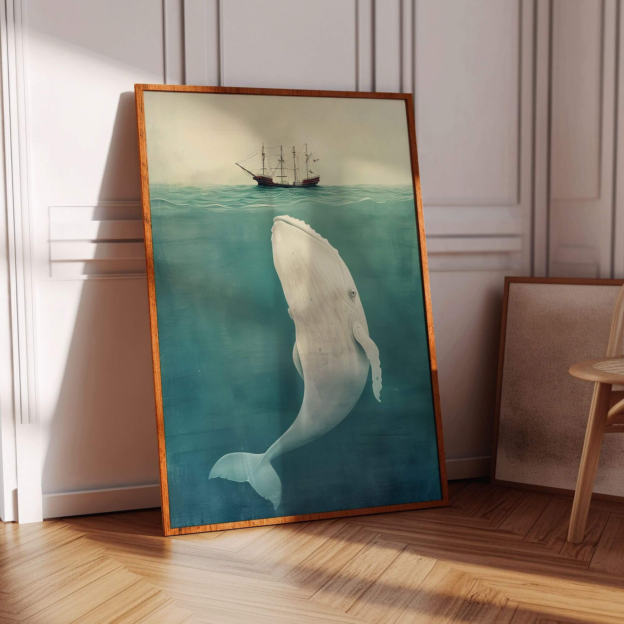 White Whale Print | Large Canvas Animal Wall Art for Maximalist Home ...