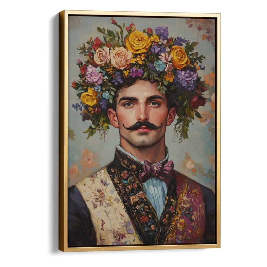 Victorian Gentleman Print | Elegant Floral Man Portrait Wall Art – Moncasso