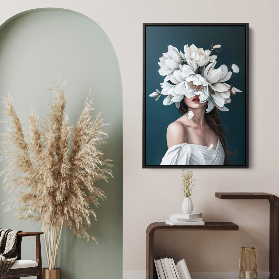 Floral Petal Woman Portrait Wall Art Large Canvas Print | Whispering ...