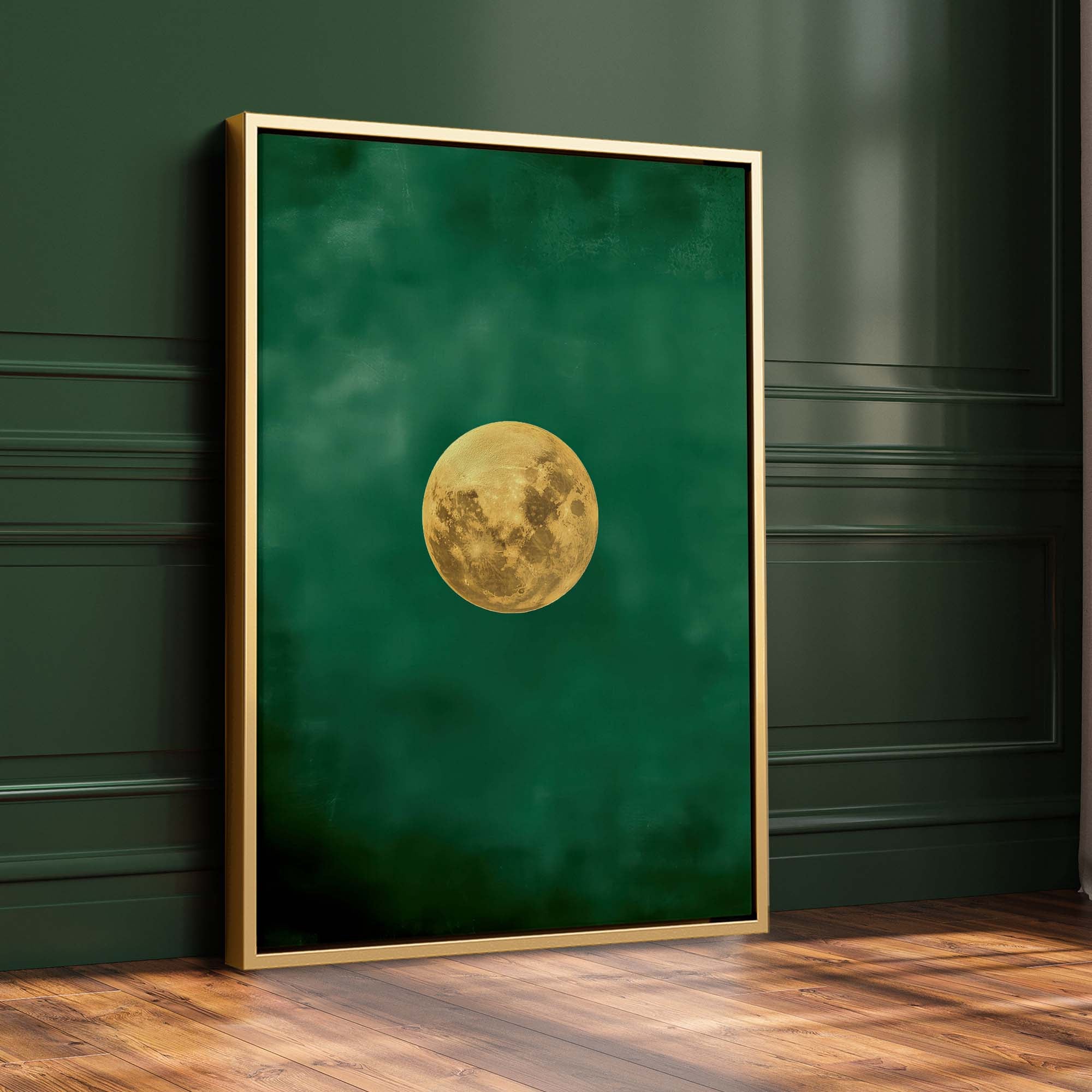 Emerald Moon Print | Emerald Green Golden Moon Large Canvas Wall Art ...