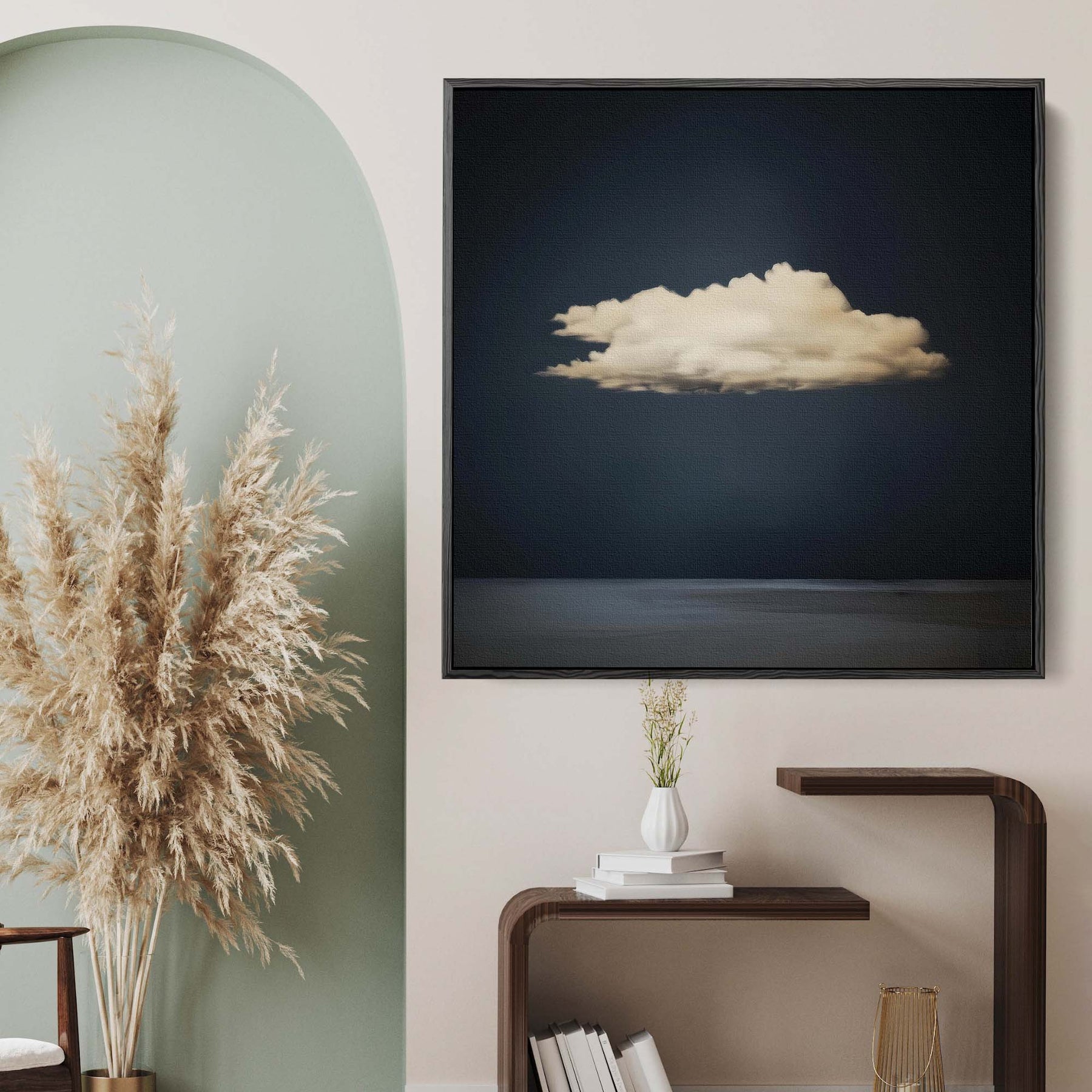 Solitude Print | Blue Cloud Large Framed Canvas Wall Art – Moncasso