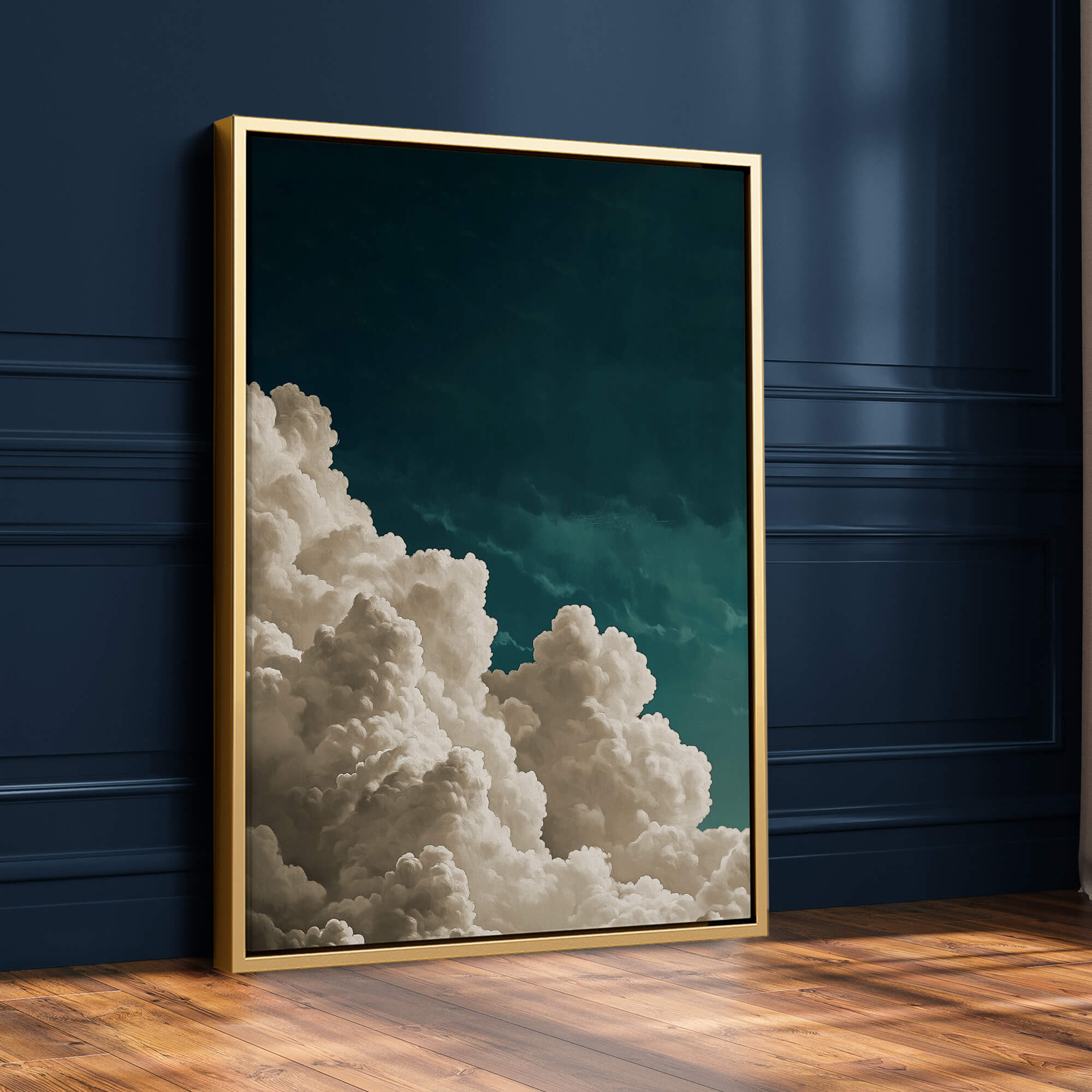 Teal Billowing Cloud Print | Large Canvas Wall Art Print for Bedroom and Home – Moncasso