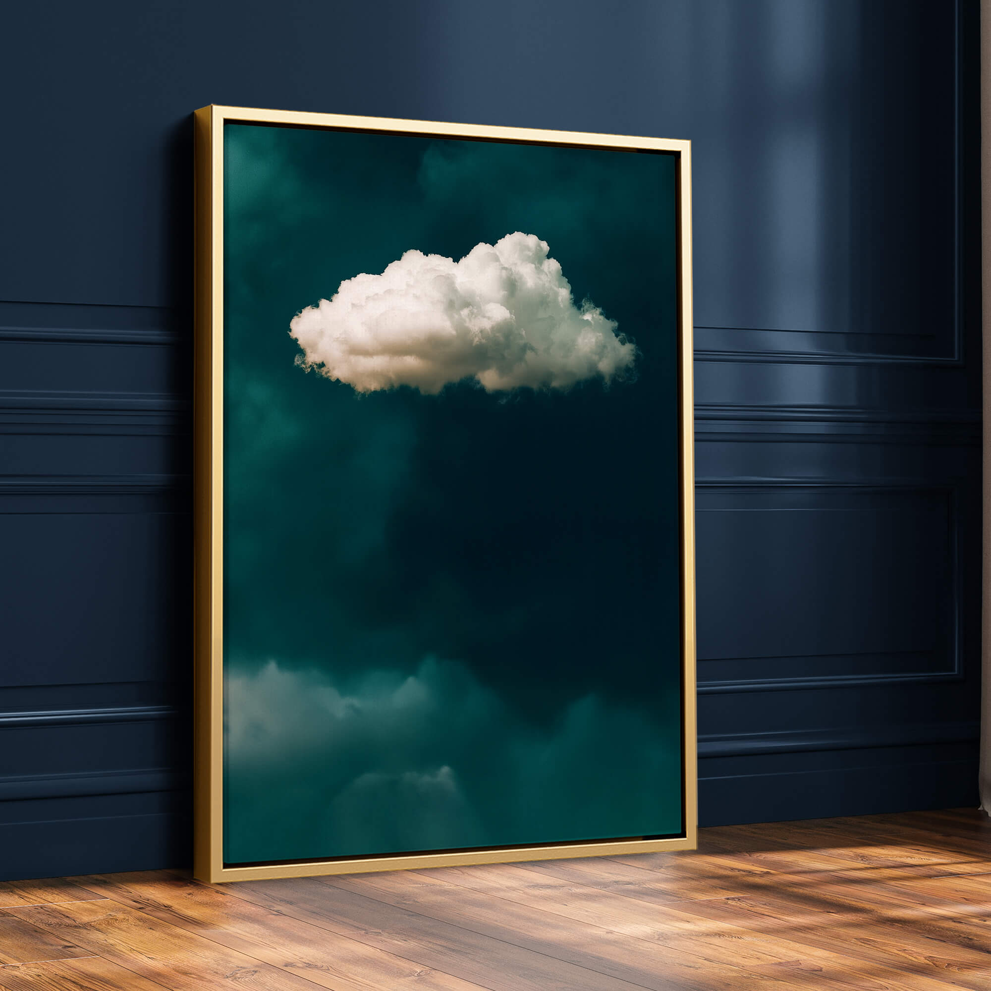 Teal Cloud No1 Print | Dark Blue Canvas Wall Art for Bedroom and Home ...