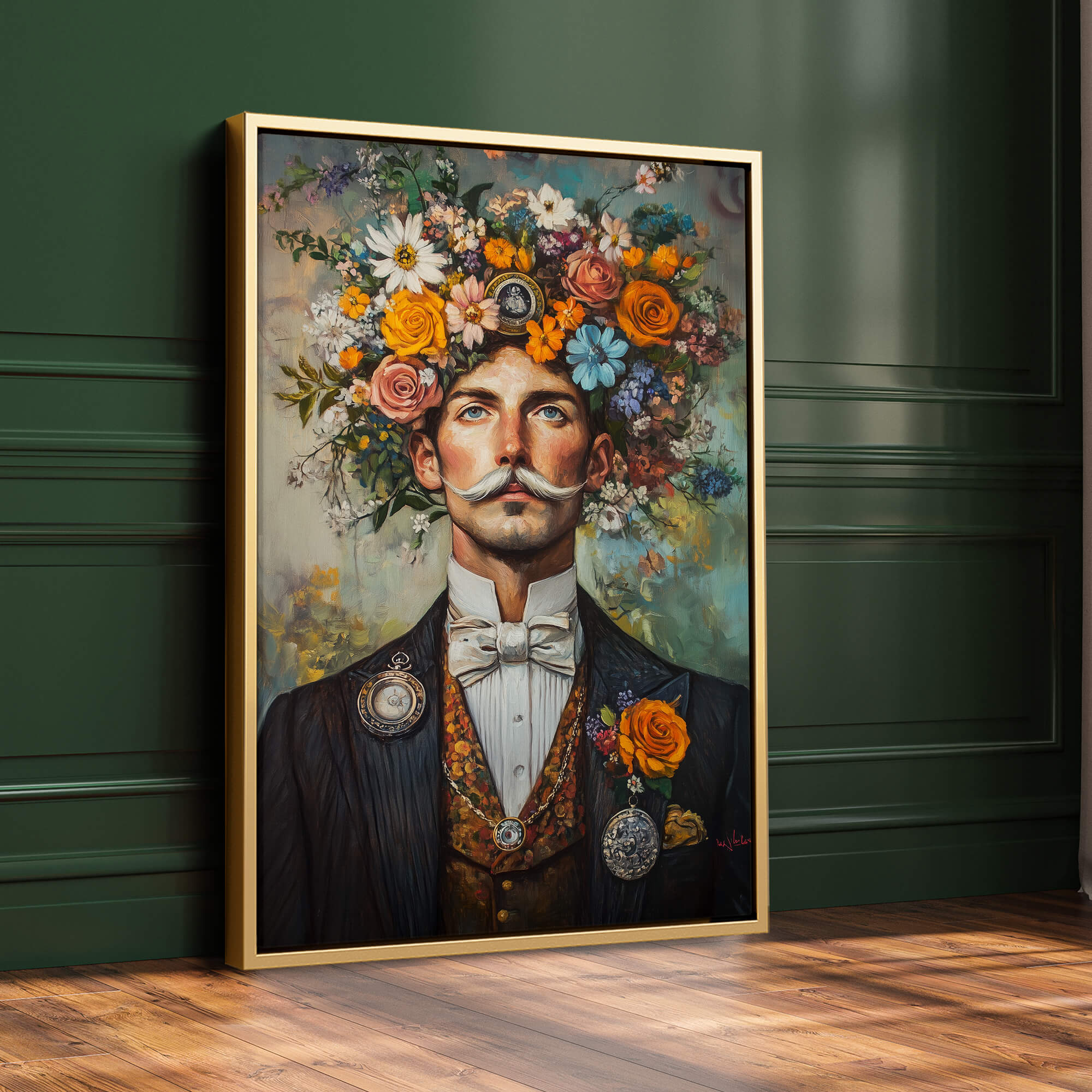 Victorian Gentleman No2 Print | Elegant Floral Man Portrait Wall Art ...