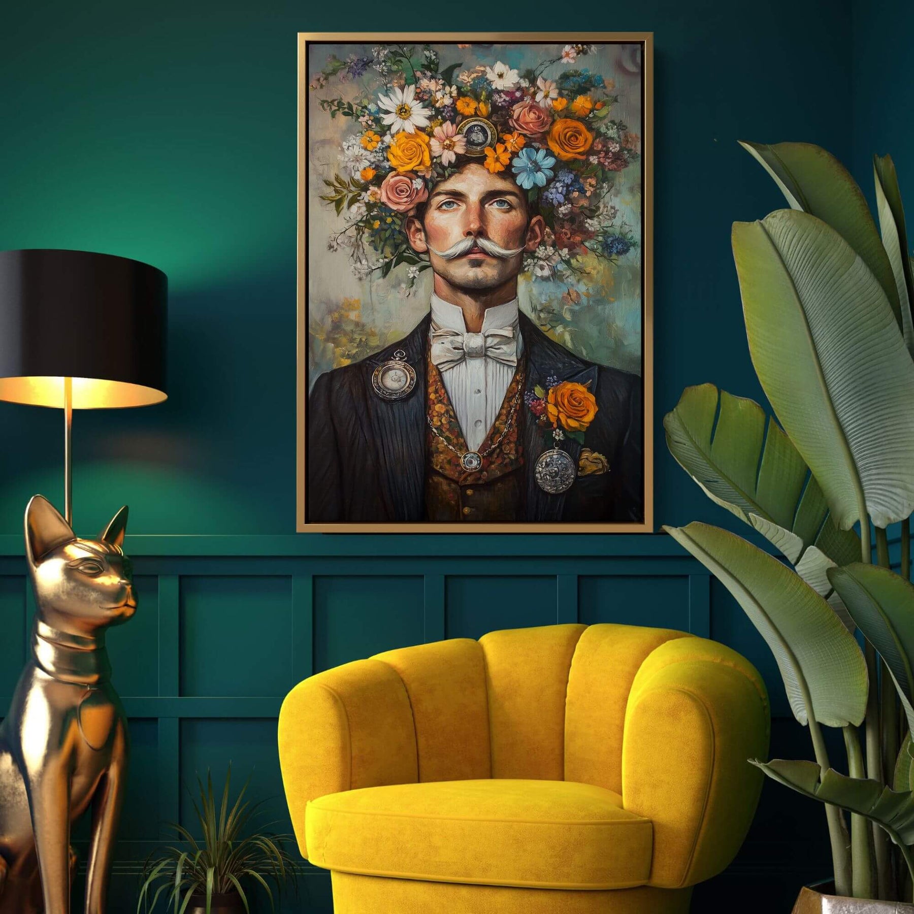 Victorian Gentleman No2 Print | Elegant Floral Man Portrait Wall Art ...