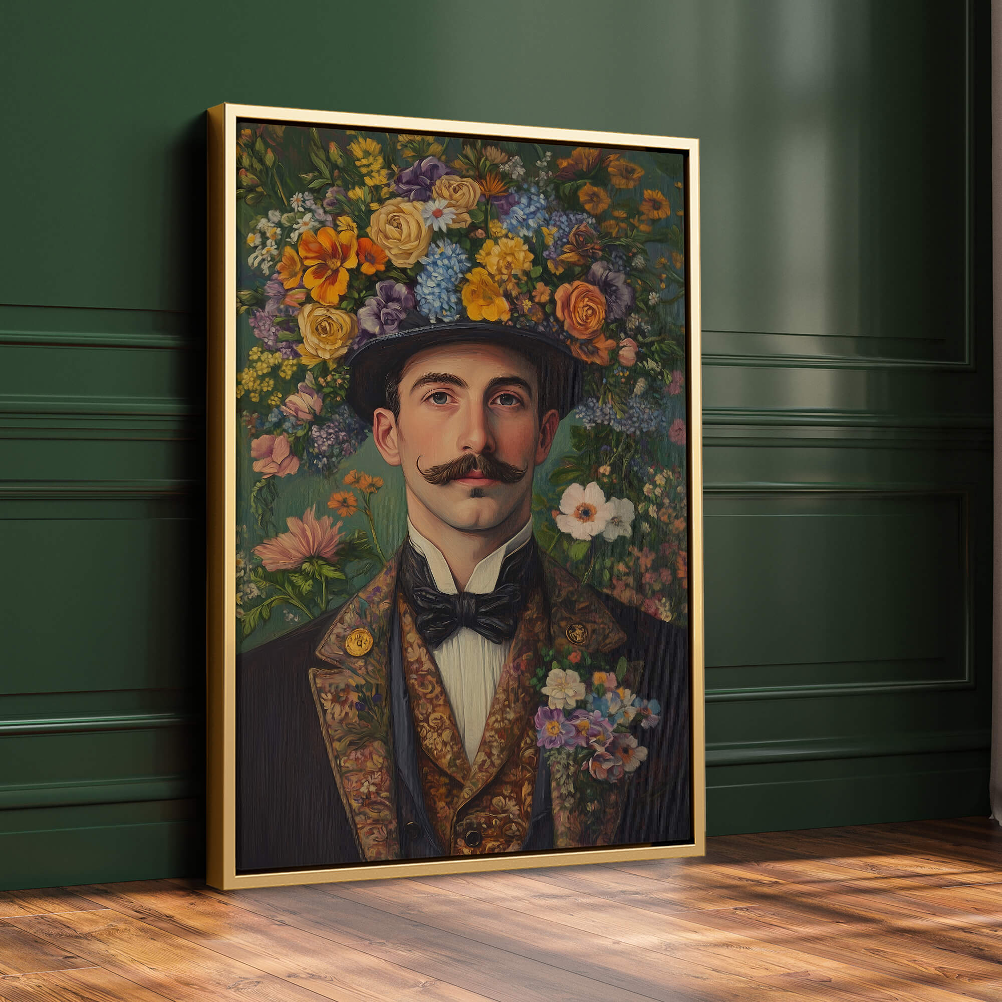 Victorian Gentleman No3 Print | Elegant Floral Man Portrait Wall Art ...