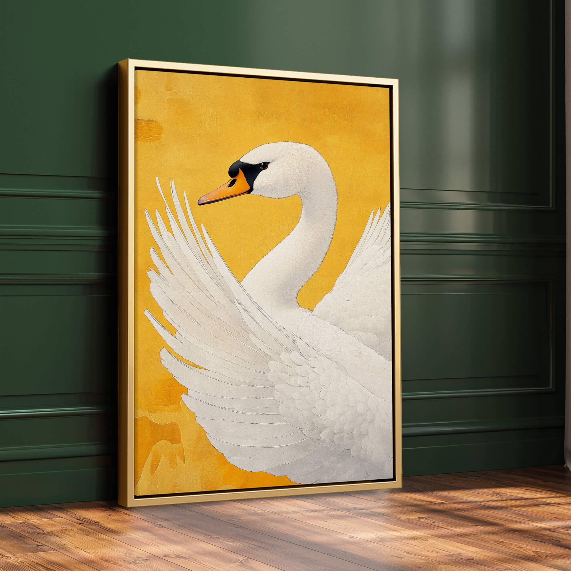 White Swan No3 Print | Yellow Animal Large Canvas Wall Art for Home ...